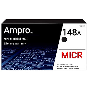 Ampro New OEM Modified HP 148A MICR Toner Cartridge, HP W1480A MICR Toner Cartridge for Check Printing with HP Laserjet Pro 4001dwe, 4001dw, Laserjet Pro MFP 4101 fdwe, 4101fdw. (Prints 3000 Pages)