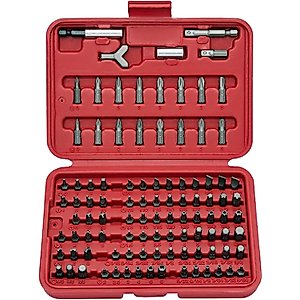 NEIKO 10048A Security Bit Set 100-Piece Set Cr-V Steel 1/4-inch Adapters Phillips Slotted Hex Torx Star Tamperproof Pozi Square Spanner Torque Tri-Wing Clutch Spline Wing Nut, Security Torx Bit Set