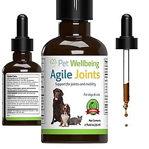 Pet Wellbeing Agile Joints for Dogs - Vet-Formulated - Joint Health, Mobility, Ease of Movement - Natural Herbal Supplement 2 oz (59 ml)