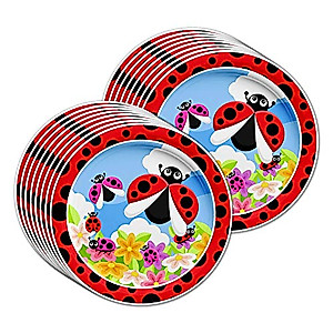 Little Lady Bug Birthday Party Supplies Set Plates Napkins Cups Tableware Kit for 16