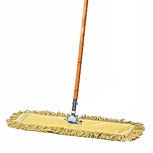 24 Inch Yellow Dust Mop with Wood Handle and 24 Inch Dust Mop Refill Bundle - 2 Mop Sets and 4 Refills