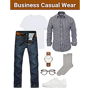 Paul Jones Casual Long-Sleeve Plaid Dress Shirt Checkered Button Down Shirt, Olive Green, Small