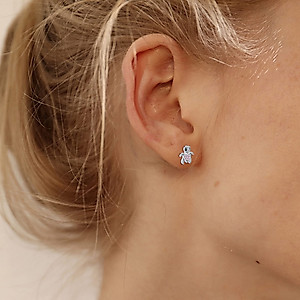 CASSIECA 20G Hypoallergenic Screwback Earrings for Teens Women Stainless Steel CZ Heart Flower Turtle Stud Earrings Jewelry Gift