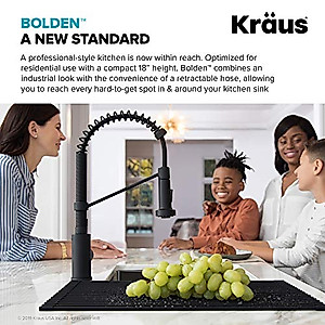 Kraus KPF-1610MB Bolden 18-Inch Commercial Kitchen Faucet with Dual Function Pull-Down Sprayhead in all-Brite Finish, 18 inch, Matte Black