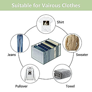 DFFA 2PCS Wardrobe Clothes Drawer Organizer Storage(Upgraded Large 6 Grids),Closet Clothing Storage Jeans Box Washable Organization , Foldable Divider for shirts Sweater