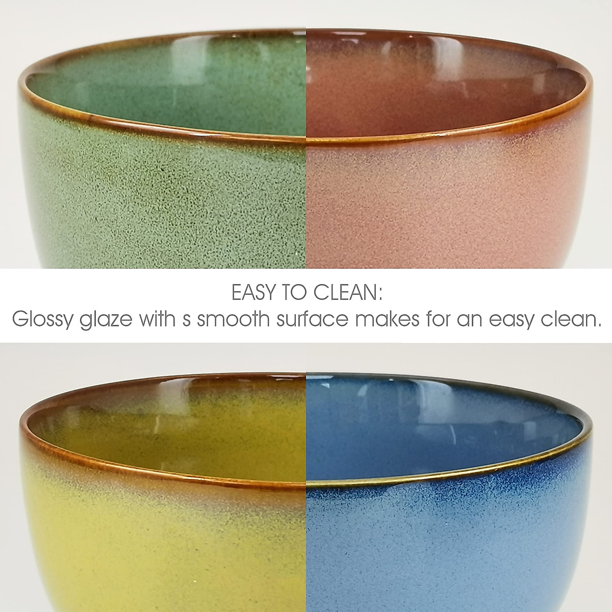 MAIA Dinnerware Sets Plates and Bowls Sets 30 Ounce Mixing Bowls Ramen Bowl Set 6 Inch Soup Bowls Serving Bowls Ceramic Fruit Bowl Set Of 4 for Pasta Salad Cereal Kitchen