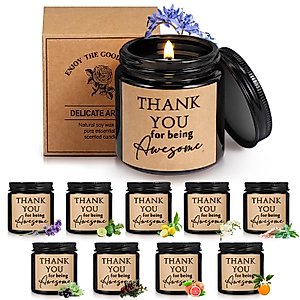 Fumete 10 Pcs Thank You Candles Bulk Christmas Candle Thank You for Being Awesome Scented Candles Inspirational Thank You Gifts for Women Medical Assistant Appreciation Gifts Employee Team(Black)