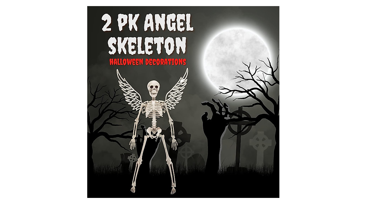 Halloween Angel Skeletons - 2 Pack Weatherproof Graveyard Decor
