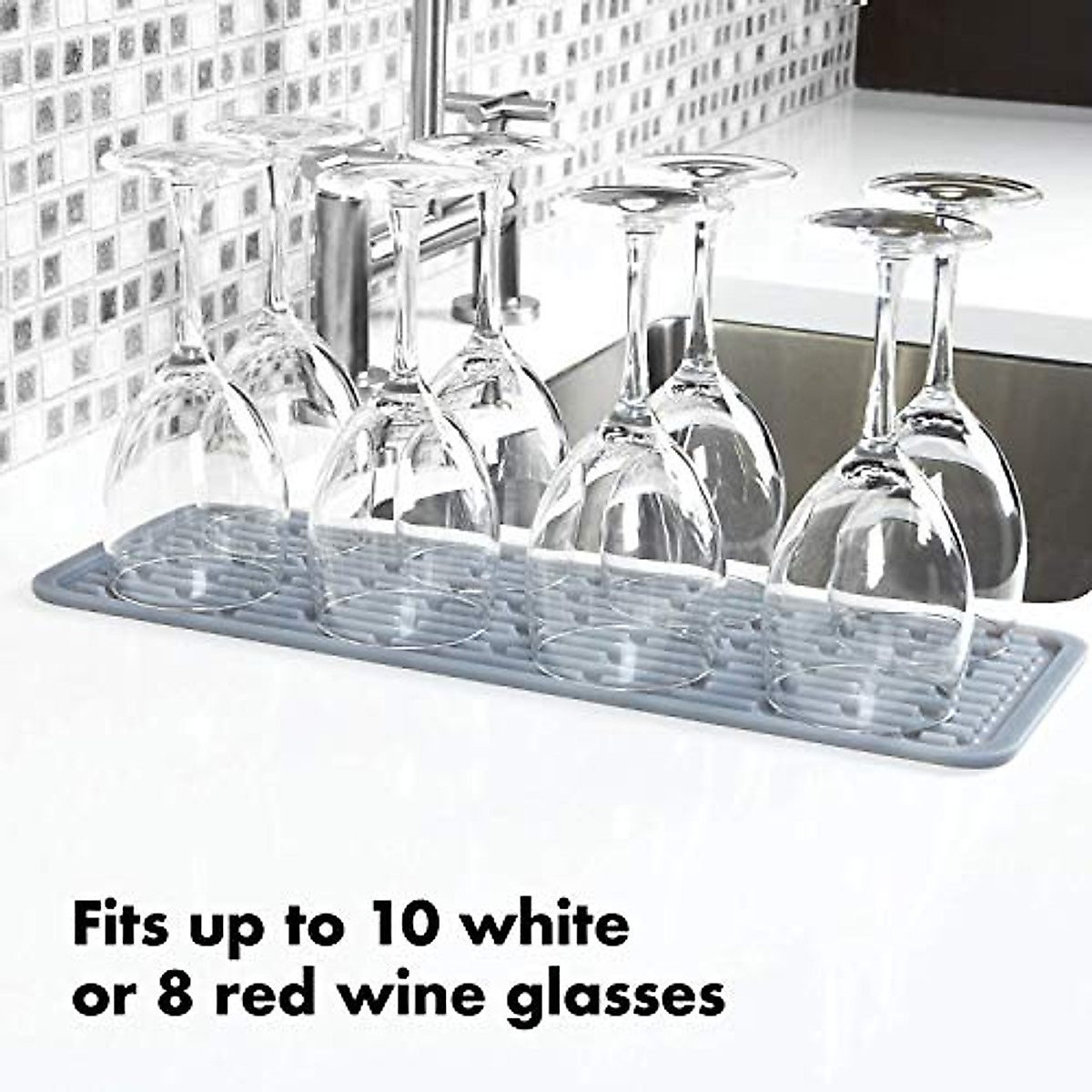 OXO Good Grips Silicone Stemware Drying Mat, Gray