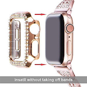 Surace 40mm Case Compatible with Apple Watch Case, Bling Frame Protective Case Screen Protector Replacement for Apple Watch Series 6/5/4 40mm, Rose Gold/Pink/Black/Silver/Clear