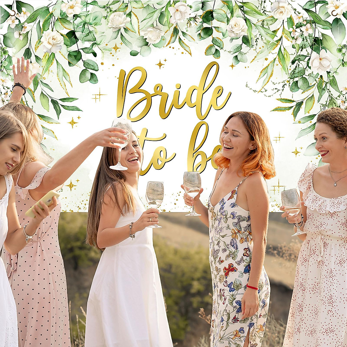 Lecheme Greenery Bride to Be Backdrop Sage Green Bridal Shower Backdrop Floral Bride to Be Banner Wedding Shower Decorations Bachelorette Party Decorations Bride to Be Photo Background