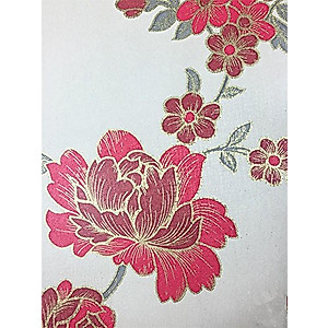 Moyishi Vintage Floral Flower Paper Peel & Stick Shelf Liner Dresser Drawer Sticker 17.7''x78.7'' (Red)