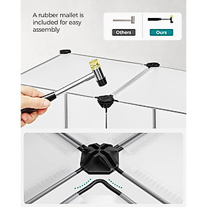 SONGMICS 6 Cube Storage Organizer, DIY Closet Shelf, Plastic Clothes Organizer, Modular Bookcase, 11.8 x 11.8 x 11.8 Inch Cubes, with Feet and Rubber Mallet, White ULPC06W