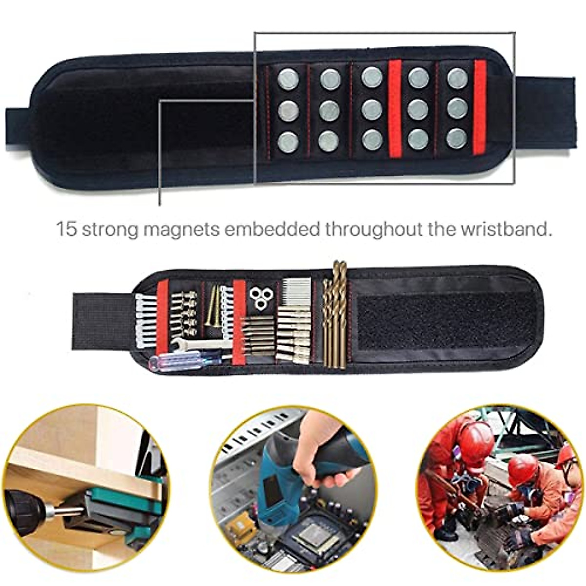 Magnetic Wristband DIY Tools Belt for Holding Screws