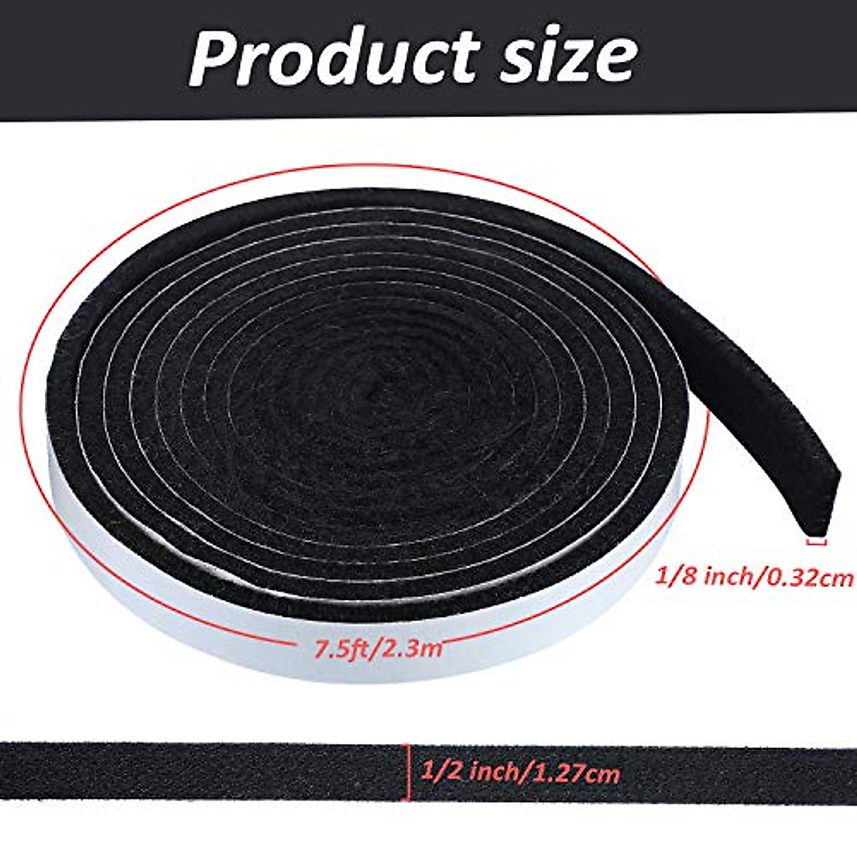 BBQ Gasket Black Grill Tape High Temp Grill Seal Self Stick Gasket, 7.5 Ft Length 1/8 Inch Thickness (2, 0.5 Inch Wide)