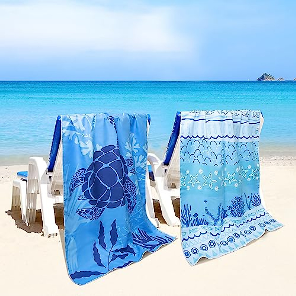 Airensky 2 Pack Microfiber Beach Towel, Oversized (72” x 36") Quick Dry Pool Towel, Sand Free Beach Towel, Super Absorbent Bath Towel, Soft Breathable and Lightweight for Beach, Swim, Hiking