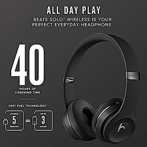 Beats_by_dre Beats Solo3 Wireless On-Ear - Class 1 Bluetooth Headphones with Bonus Cleaning Cloth, Built-in Microphone - Black