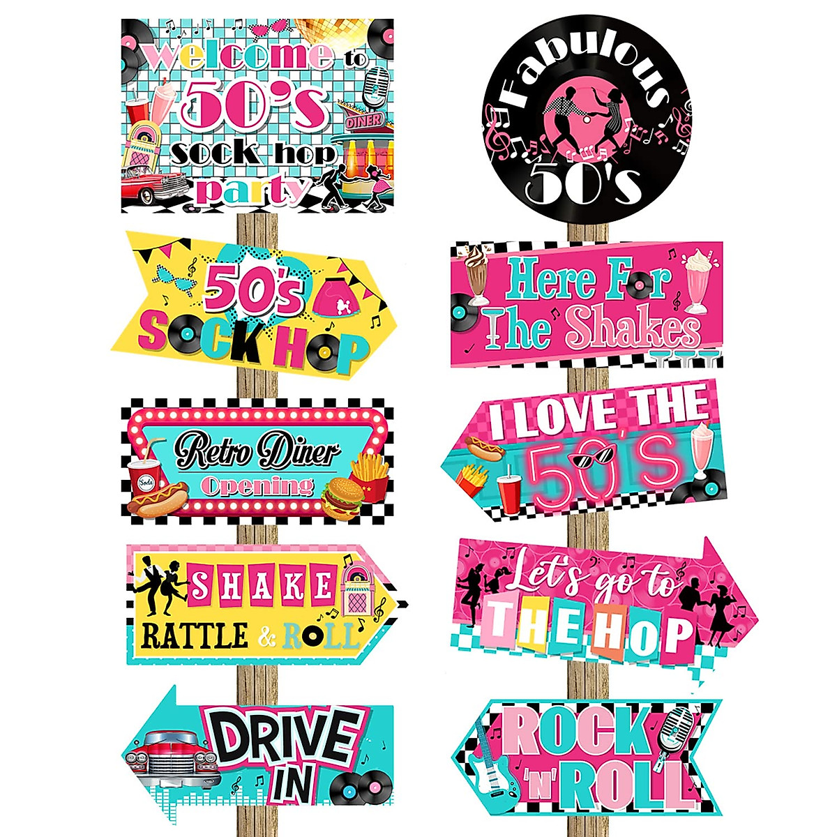 Retro 50s Party Decorations: 20 Rock & Roll Signs & Decor