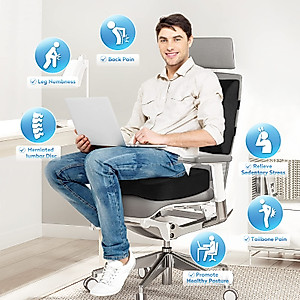 CloudBliss Seat Cushion for Office Chair,Car Seat,Lumbar and Back Support Memory Foam Pillow, Coccyx Cushion for Tailbone ,Sciatica & Back Pain Relief -Black