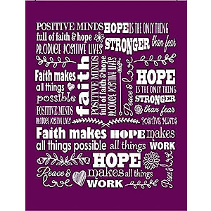 Chanasya Hope and Faith Gift Throw Blanket - Cozy, Warm and Fluffy Sherpa - Sends Positive Energy, Inspirational Uplifting, and Comfort for Best Friend, Women, Men and Partner (65x50 inches) Aubergine