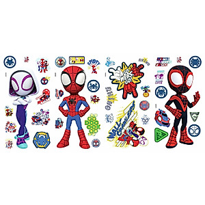 RoomMates RMK4925SCS Spidey and His Amazing Friends Peel and Stick Wall Decals, red, Yellow, Blue, Green, Orange, Purple