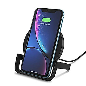 Belkin Quick Charge 10W Wireless Charger - Qi-Certified Charger Stand for iPhone, Samsung Galaxy - Charge While Listening to Music, Streaming Videos, & Video Calling - Includes AC Adapter - Black