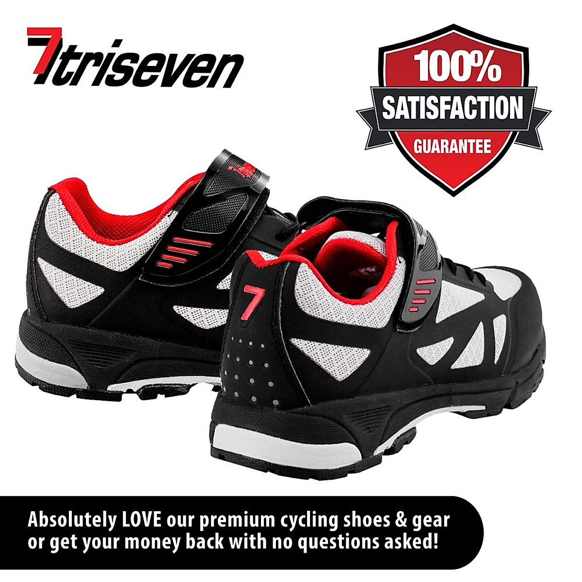 TriSeven Mountain MTB Shoes - Lightweight, Breathable Synthetic Leather, Anti-Slip Heal & SPD/Indoor Cycling Compatible! (Blue, Numeric_5_Point_5)