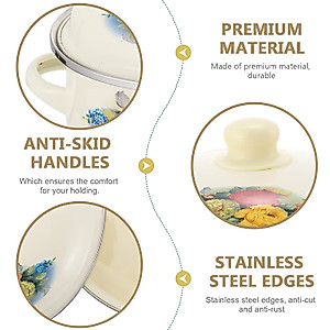 Angoily Enamel Soup Pot Round Covered Stockpot Nesting Prep Bowls Prepping Bowls Casserole Dish Ceramic Saucepan with Lid Nonstick Stock Pot Kitchen Stew Pot Pasta Ceramics Porcelain Pot