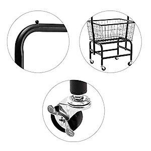 Rolling Laundry Hamper Basket Cart with Wire Storage Rack and Hanging Rack Black