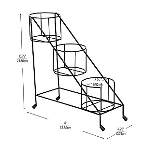Mind Reader Alloy Collection, 3-Compartment Graduated Bottle Stand, Countertop Organizer, Metal, 4.25" L x 14" W x 10.75" H, Black