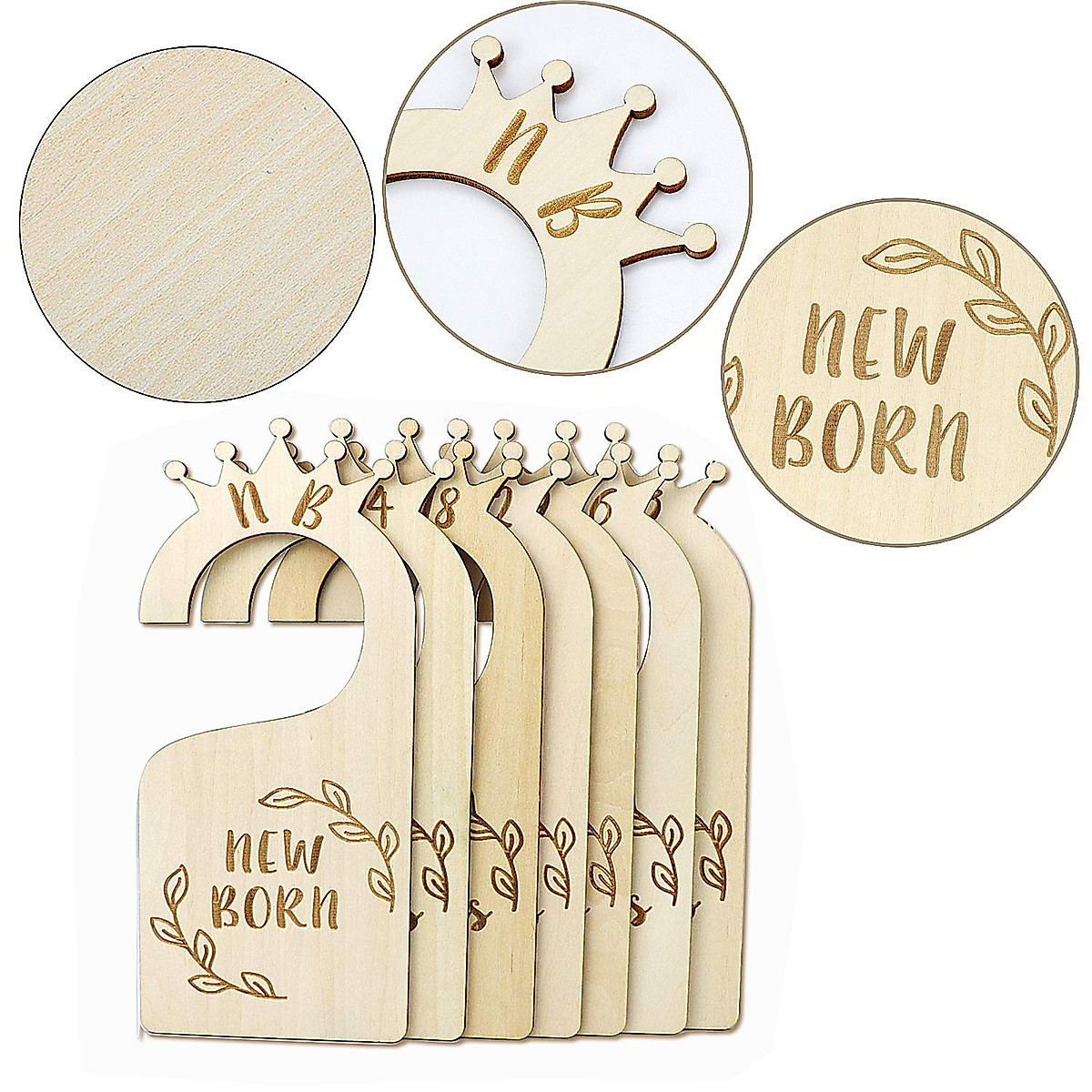 Wooden Unicorn Baby Closet Divider,Upgrade NB to 24 Months Baby Cloth Organizer by Age and Size Nursery Infant Wardrobe Divider Gift for Newborn Baby Shower (Crown)