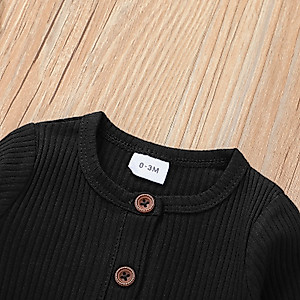 Lala Bear Baby Girl Boy 2 Pack Solid Long Sleeve Romper Bodysuit Clothes Black & White 12-18 Months