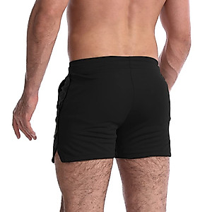 EVERWORTH Men's 5 Inch Inseam Workout Shorts Athletic Gym Shorts Bodybuilding Short Shorts Casual Running Shorts Black US S