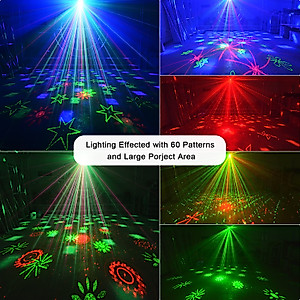 DJ Disco Stage Party Lights with Laser & Projector Ball, Portable Strobe Rave Lights with Sound Activated & Remote Control,Decoration and Gifts for Christmas Birthday Halloween Parties Indoor, Outdoor