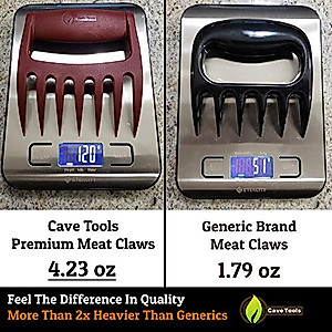 Cave Tools Talon-Tipped Meat Claws for Shredding Pulled Pork, Chicken, Turkey, and Beef- Handling & Carving Food - Barbecue Grill Accessories for Smoker, or Slow Cooker - Merlot