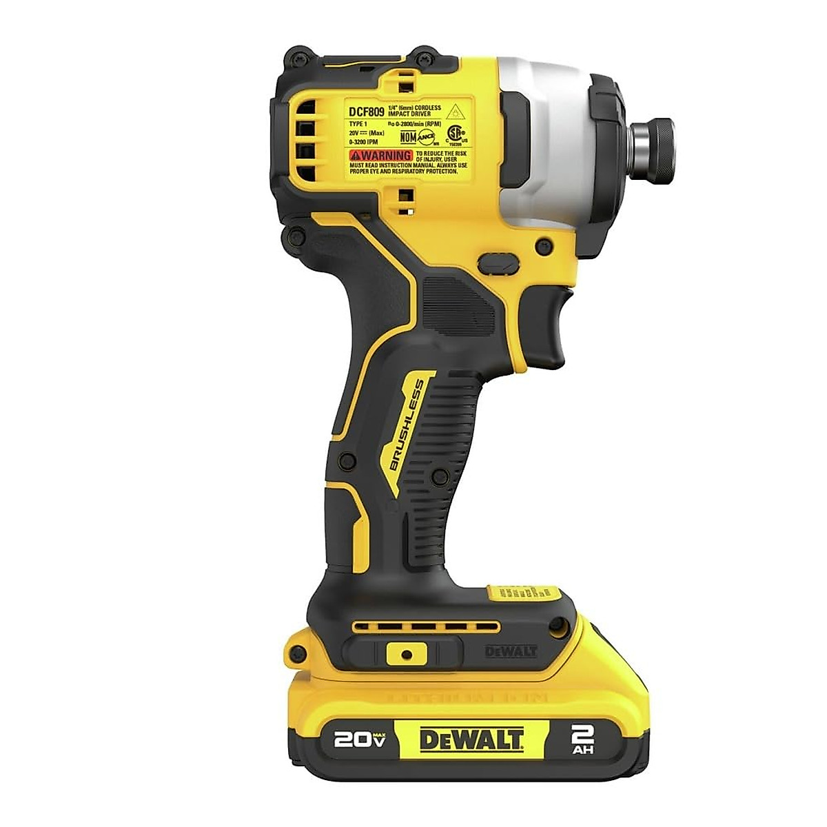Dewalt DCF809D1 20V MAX ATOMIC Brushless Compact Lithium-Ion 1/4 in. Cordless Impact Drill Driver Kit (2 Ah)
