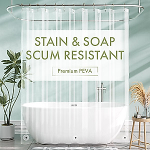 AmazerBath Clear Shower Curtain Liner, 72x72 Plastic Shower Liner, Waterproof PEVA Shower Curtain Liner, Cute Lightweight Shower Curtains for Bathroom with Magnets and 12 Rustproof Metal Grommet Holes