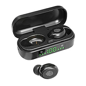 Wireless Earbuds Blue-Tooth 5.0 Earbuds Wireless Charging Case with LED Digital Display, Mini Stereo Headphones in-Ear Ear Buds Sport Headsets Running Headphones for All Smartphones (A)