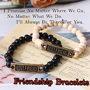 MILAKOO 2 Pieces Inspirational Friendship Bracelets - Best Friends Distance Wooden Bracelets