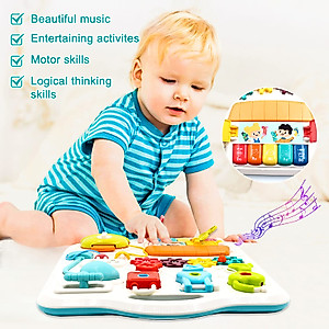 BAYMI Busy Board Activity Table Baby Musical Toy with Lights and Melodies, Great Toddler Toy Gift for 1 2 3 Year Old Boys & Girls (Classic Stem Version)
