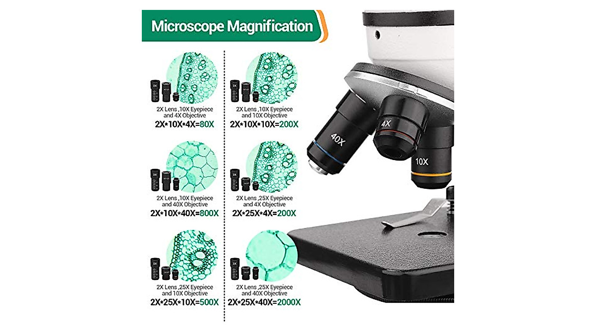 BNISE Microscope Kit for Kids & Students - 40X-2000X Magnification