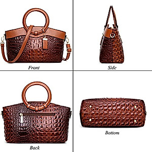 XingChen Crocodile Pattern Handbag for Women Leather Ring Top Handle Satchel Style Shoulder Bag Fashion Purse Embossed Tote
