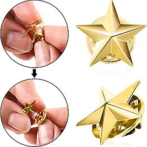 10 Pieces Star Badge Lapel Pin for 4th of July Memorial Day Veterans Day Party Independence Day Celebration Labor Day Theme Party Costume Decorations (Gold)