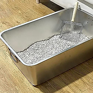 ACULIP Cat Litter Box, Stainless Steel Litter Box Super Big Cat Toilet King Size Giant Cat Sand Box Kitten Special Anti-Splash Huge (Color : 60X40X20)