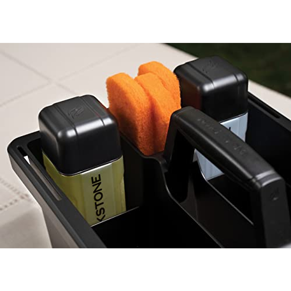 Blackstone 5556 Open Griddle Caddy Tool Box with Handle and Two Compartments Heavy Duty Saving Outdoor Grill BBQ Accessories, Portable Convenient Storage Cooking Space Organizer, Black