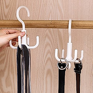 Sihuuu Belt Hanger, Twirl Tie Rack, Scarf Holder Hook for Closet with 4 Claws, 360 Degree Rotating Closet Clothes Hangers, Good for Hanging Scarf, Ties, Hats, Towels,Bags(2 PCS)