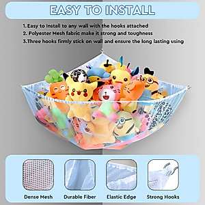 Stuffed Animal Hammock, 2 Pack, Nursery and Playroom Toy Storage Net Organizer for Plush Toys, Kids Bedroom Décor, Rip-Resistant Stuff Animals Holder with Hanging Hardware by Ziz Home