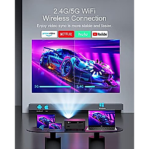 1080P Full HD Projector, 15000 Lumens Portable Movie Projector, FunFlix 300" WiFi Projector Bluetooth Projector, Home Theater Video Projector Compatible with HDMI, VGA, USB, AV, Laptop, Smartphone