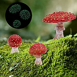 Three Pack Garden Mushroom Decor, Glowing Mushrooms in The Garden at Night, Garden Resin Mushroom Statue, Mushroom Statue Decor, Garden Pots Lawn Outdoor Decorations, Mushroom for Micro Landscape