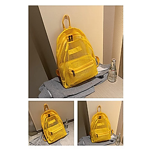 MeganJDesigns Transparent Mesh Backpack?Heavy Duty Semi-See Through Stadium Approved Student Backpack with Reinforced Straps (01#Yellow)